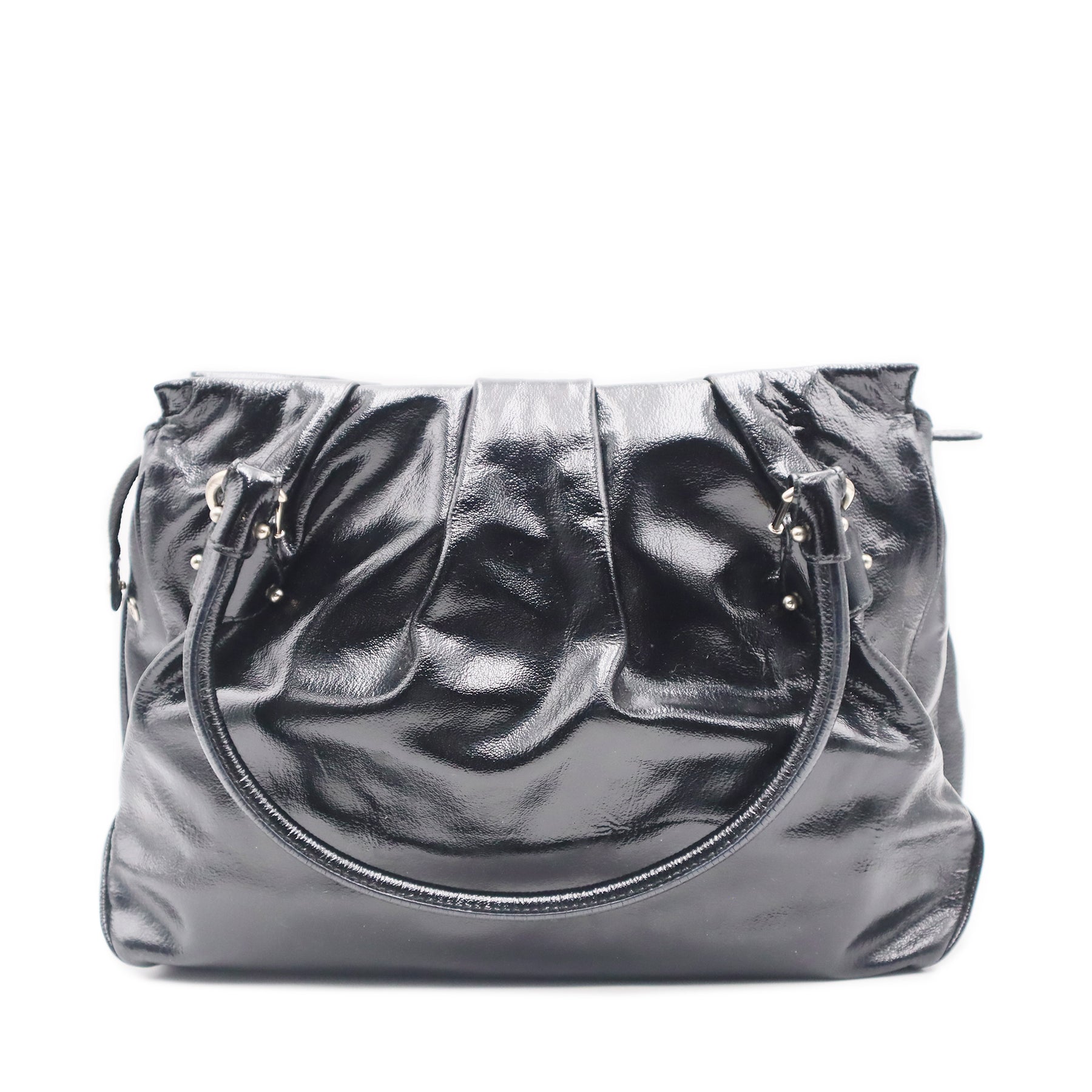 Salvatore Ferragamo Gancini Patent Top Handle Bag – Foreign Objects